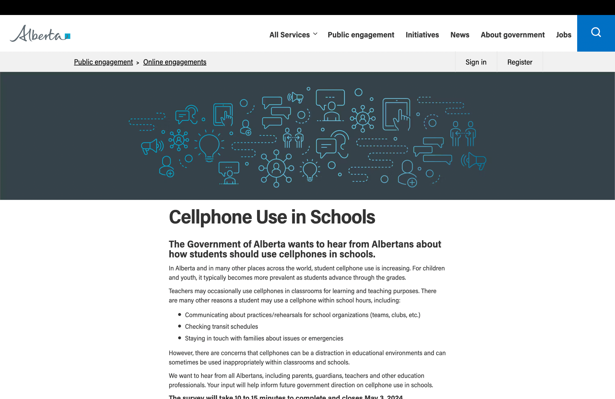 Survey- Cell Phone Use in Schools from Alberta Education